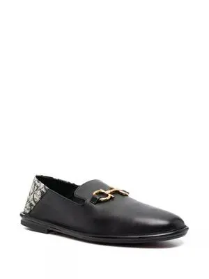 FERRAGAMO Gancini-print Panel Detail Loafers