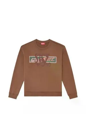 DIESEL® Sweatshirt With Graphic Prints And Patches - Brown