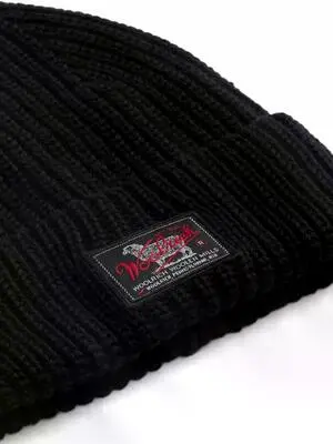 Woolrich Logo-patch Ribbed-knit Beanie Hat