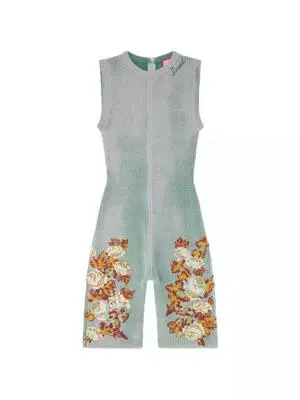 DIESEL® Floral-jacquard Ribbed Playsuit - Blue