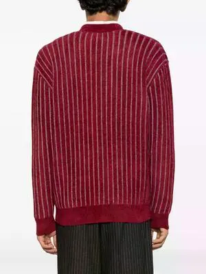 Drole De Monsieur Mirror Monogram Pinstripe Cardigan