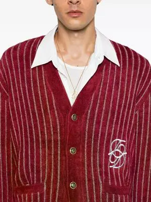 Drole De Monsieur Mirror Monogram Pinstripe Cardigan