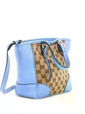 Gucci Bree Convertible Tote Gg Canvas With Leather Small Crossbody Bag - Blue