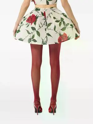 Blumarine Rose-print Pleated Mini Skirt