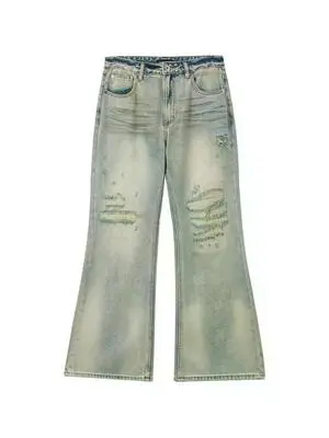 TOUT A COUP Distressed Flared Jeans - Blue