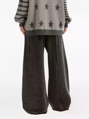 MINI CREAM Panelled Wide-leg Track Pants - Black