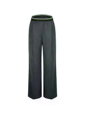 Plan C Striped-waistband Wool Trousers - Grey