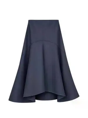 Plan C Panelled Asymmetric Midi Skirt - Blue