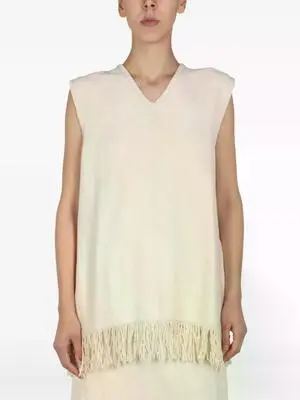 JIL SANDER Fringed-hem V-neck Vest