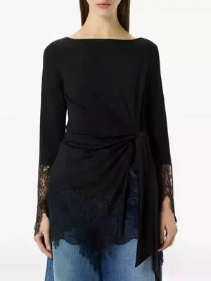 Blumarine Lace-trim Knotted Blouse