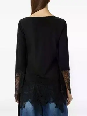 Blumarine Lace-trim Knotted Blouse