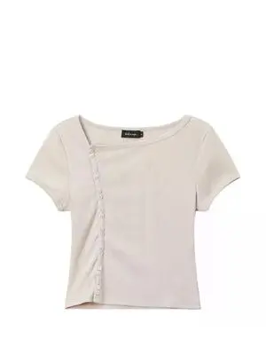 TOUT A COUP Asymmetric Button-fastening T-shirt - Neutrals