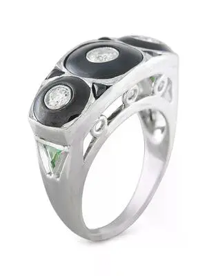 LB EXCLUSIVE Diamond And Onyx Ring - Silver
