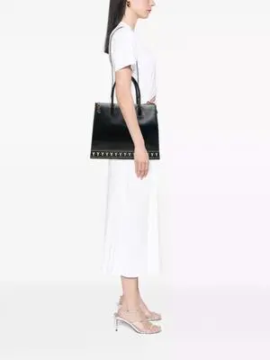 Saint Laurent 20th Century Calfskin Y Cut Out Tote Satchel - Black