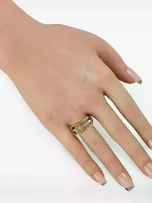 LB EXCLUSIVE Fancy Diamond Flower Crossover Ring - Silver