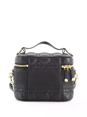 Dior Diortravel Convertible Vanity Case Cannage Quilt Lambskin Small Crossbody Bag - Black