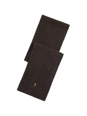 Polo Ralph Lauren Ribbed-knit Logo-embroidered Scarf - Brown