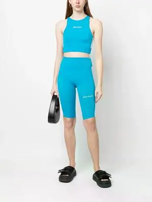 Palm Angels Side-stripe Cycling Shorts - Blue