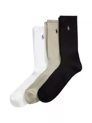 Polo Ralph Lauren Logo-embroidered Ribbed Socks - Black