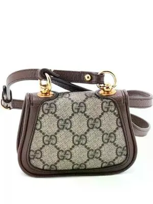 Gucci Blondie Nm Card Case Wallet With Strap Gg Coated Canvas Crossbody Bag - Brown