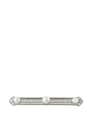 LB EXCLUSIVE Diamond And Pearl Brooch - Silver