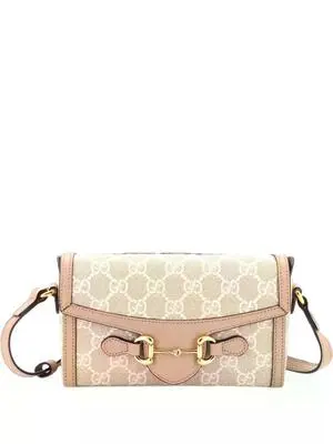 Gucci Horsebit 1955 Flap Gg Coated Canvas Mini Crossbody Bag - Neutrals