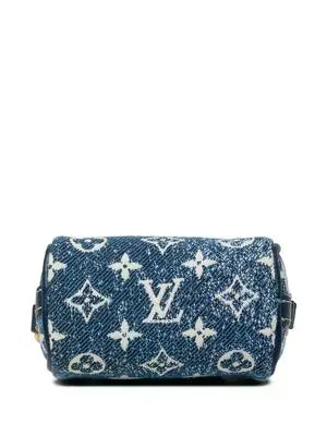 LOUIS VUITTON 2021 Monogram Jacquard Denim Micro Speedy Bag Charm Key Chain