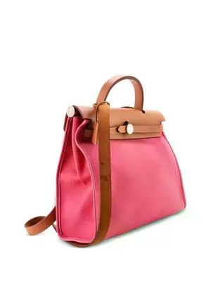 Hermès Herbag Zip Leather And Toile 31 Shoulder Bag - Pink