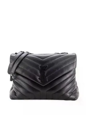 Saint Laurent Loulou Matelasse Chevron Leather Medium Shoulder Bag - Black
