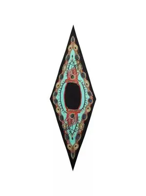Etro Diamond-shaped Silk Scarf With Jewel Motif - Blue