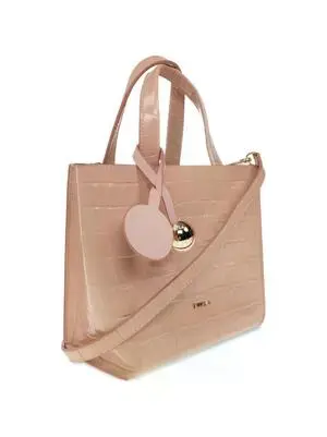 Furla Divide Croc-effect Leather Mini Bag - Neutrals