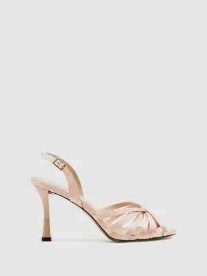 REISS Satin Cross-strap Heeled Sandals