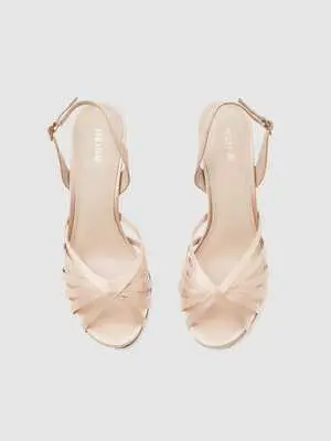 REISS Satin Cross-strap Heeled Sandals