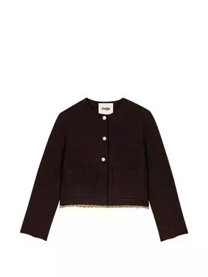 MAJE Chain-trim Collarless Cropped Jacket