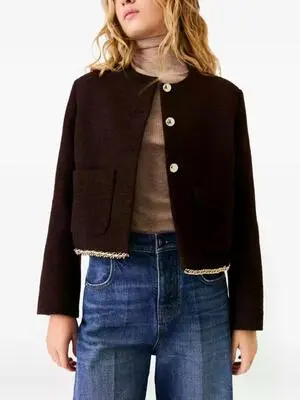 MAJE Chain-trim Collarless Cropped Jacket