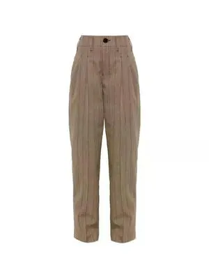 AMI Paris Brown Striped Wool Two-pleats Trousers