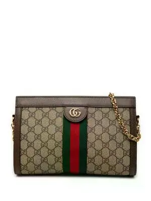 Gucci 2016-2026 Small Gg Supreme Web Ophidia Chain Crossbody Bag - Neutrals