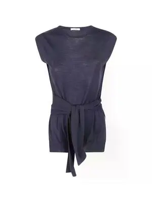 NUUR Belted Sleeveless Sweater
