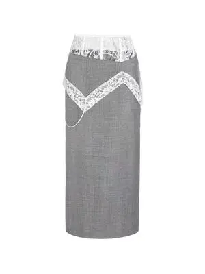 SEEN USERS Trousseau Lace-trim Midi Skirt