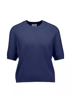 ALLUDE Short-sleeve Crew-neck Sweater