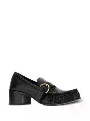 Miu Miu Buckle-detail Crinkled Leather Loafers