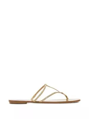 PEDRO GARCIA Estee Crystal-embellished Flat Sandals - Neutrals