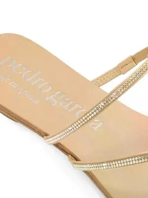 PEDRO GARCIA Estee Crystal-embellished Flat Sandals - Neutrals