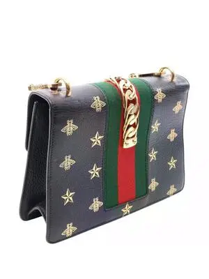 Gucci 2000-2015 Small Calfskin Bee Star Web Sylvie Satchel