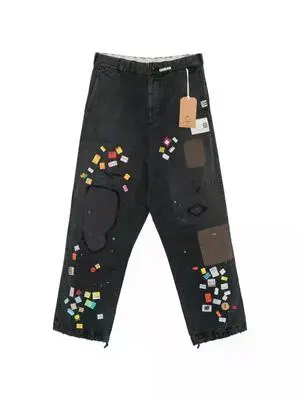 Mihara Yasuhiro Patchwork Ticket-print Jeans - Black