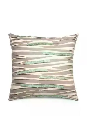 L'OCA NERA Fringe-detail Abstract-pattern Cushion - Neutrals