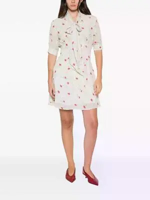 MAR DE MARGARITAS Floral-print Pussy-bow Mini Dress