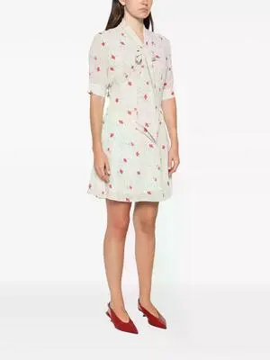 MAR DE MARGARITAS Floral-print Pussy-bow Mini Dress