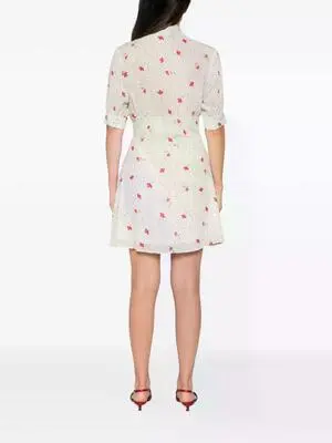 MAR DE MARGARITAS Floral-print Pussy-bow Mini Dress