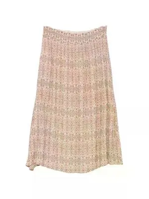 MAISON123 Batik-print Shirred-waist Midi Skirt